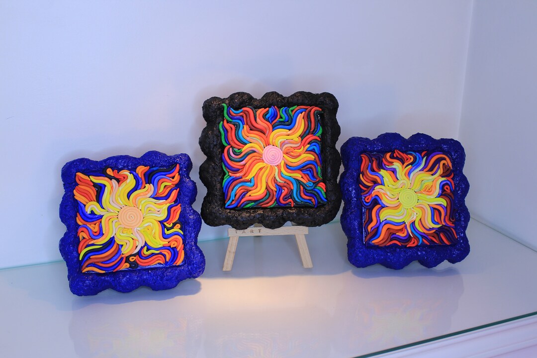 Surrealism Polymer Clay Sculpture, Small Sun Decor, Abstract Sunset ...
