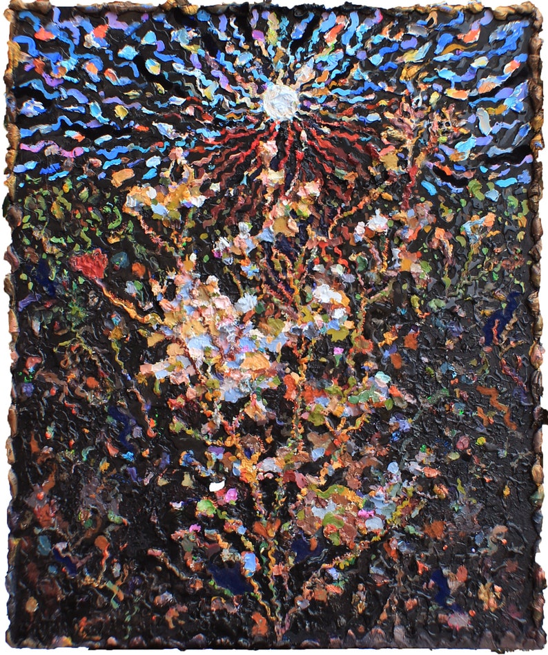 Thistle Flowers Acrylic Texture Painting, Botanical Psychedelic Art ...