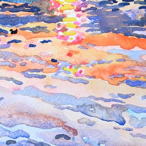 Sunrise on the Lake Landscape Painting Original, Water Reflection Wall ...