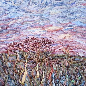 Hogweed Poisonous Plant Watercolor Artwork, Red Flowers Painting on Sunset Wall Art, Original ...