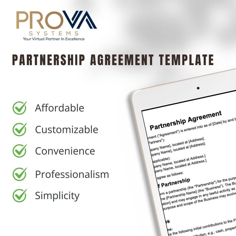 Editable Partnership Agreement Template PDF & DOCX - Business Contract ...