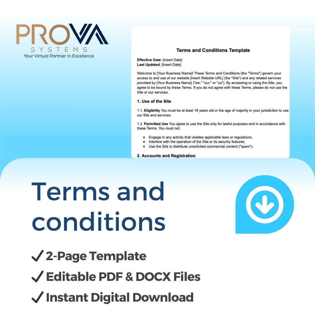 Editable Terms and Conditions Template for Websites and Businesses ...