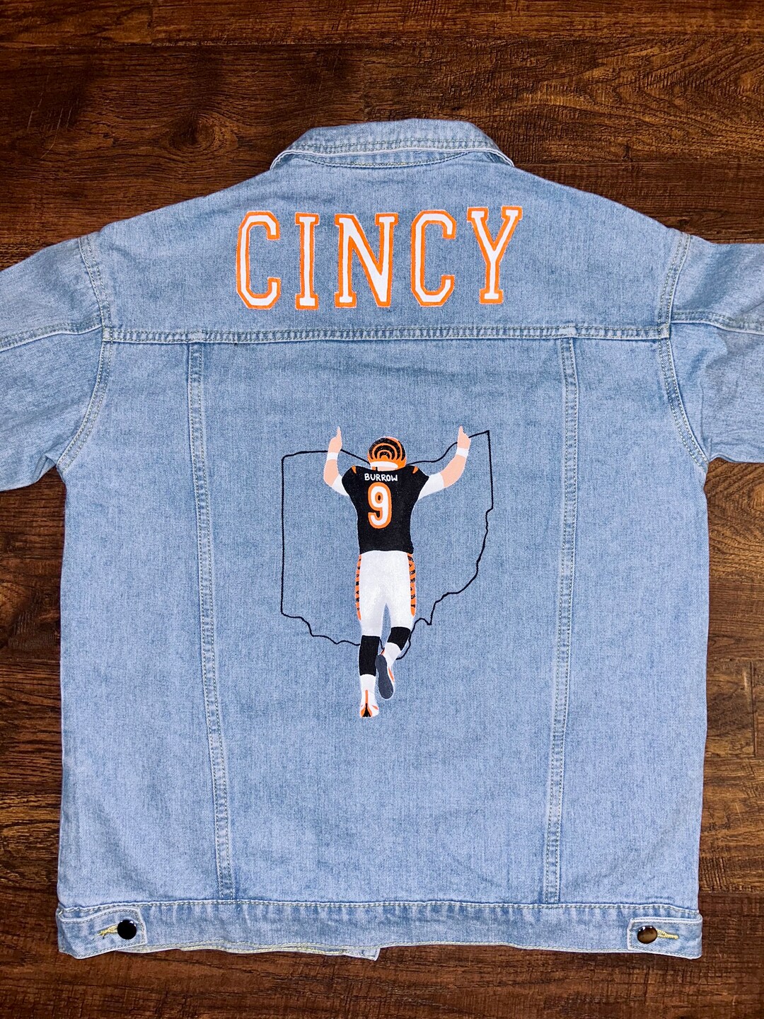 Painted Bengals Joe Burrow Jean Jacket - Etsy
