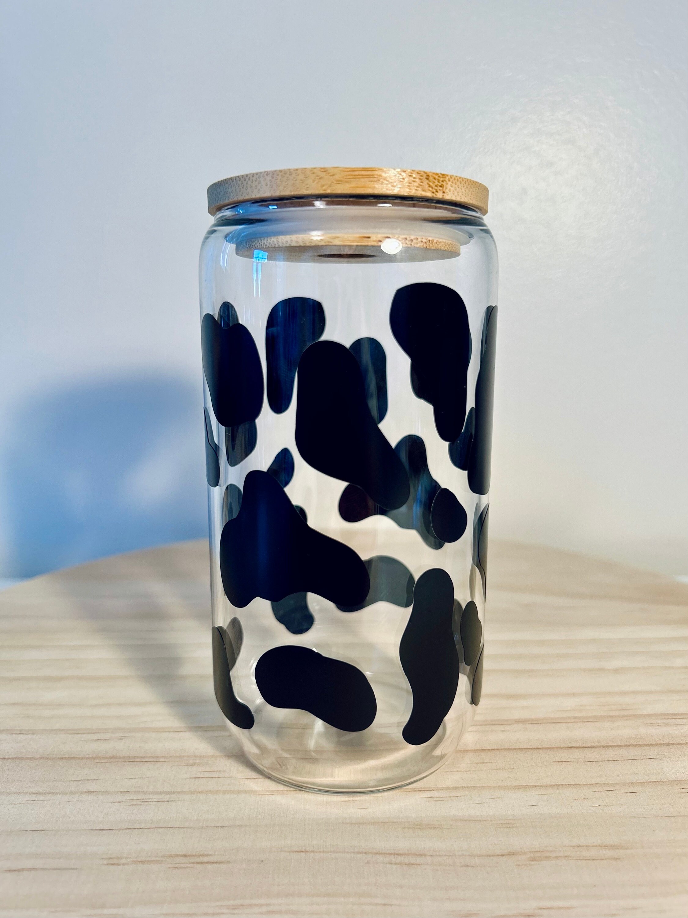 Cow Print Glass Cup - Etsy