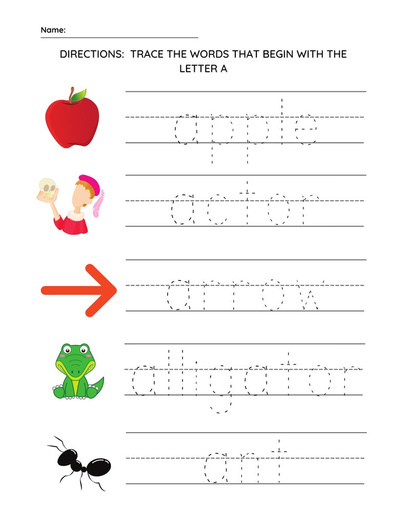 Trace Words A-Z - Etsy