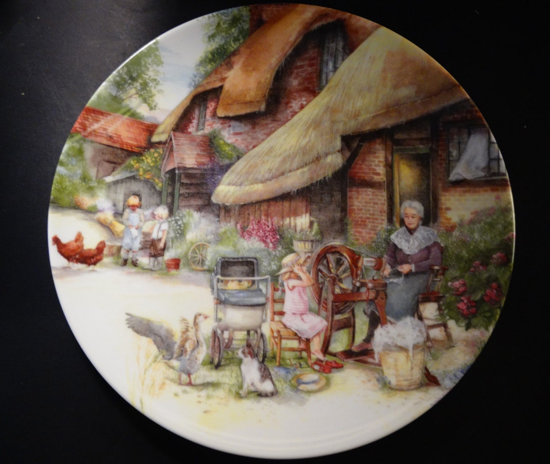 Vintage Royal Doulton Plate Old Country Crafts the Spinner Rare Boxed ...