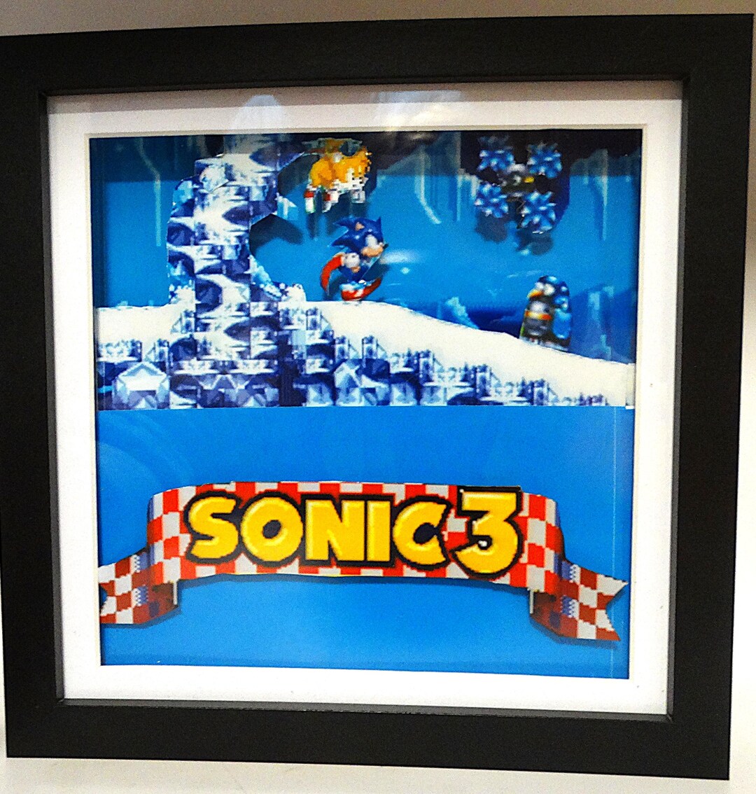 Sonic the Hedgehog 3d Shadow Box Sonic & Tails at Ice Cap Zone - Etsy