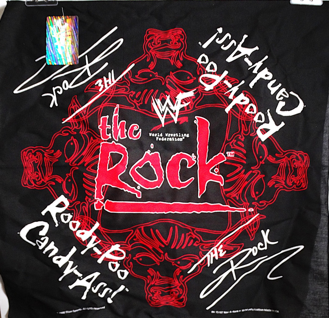 Officially Licensed Vintage WWF the Rock Dwayne Johnson Bandana Red ...