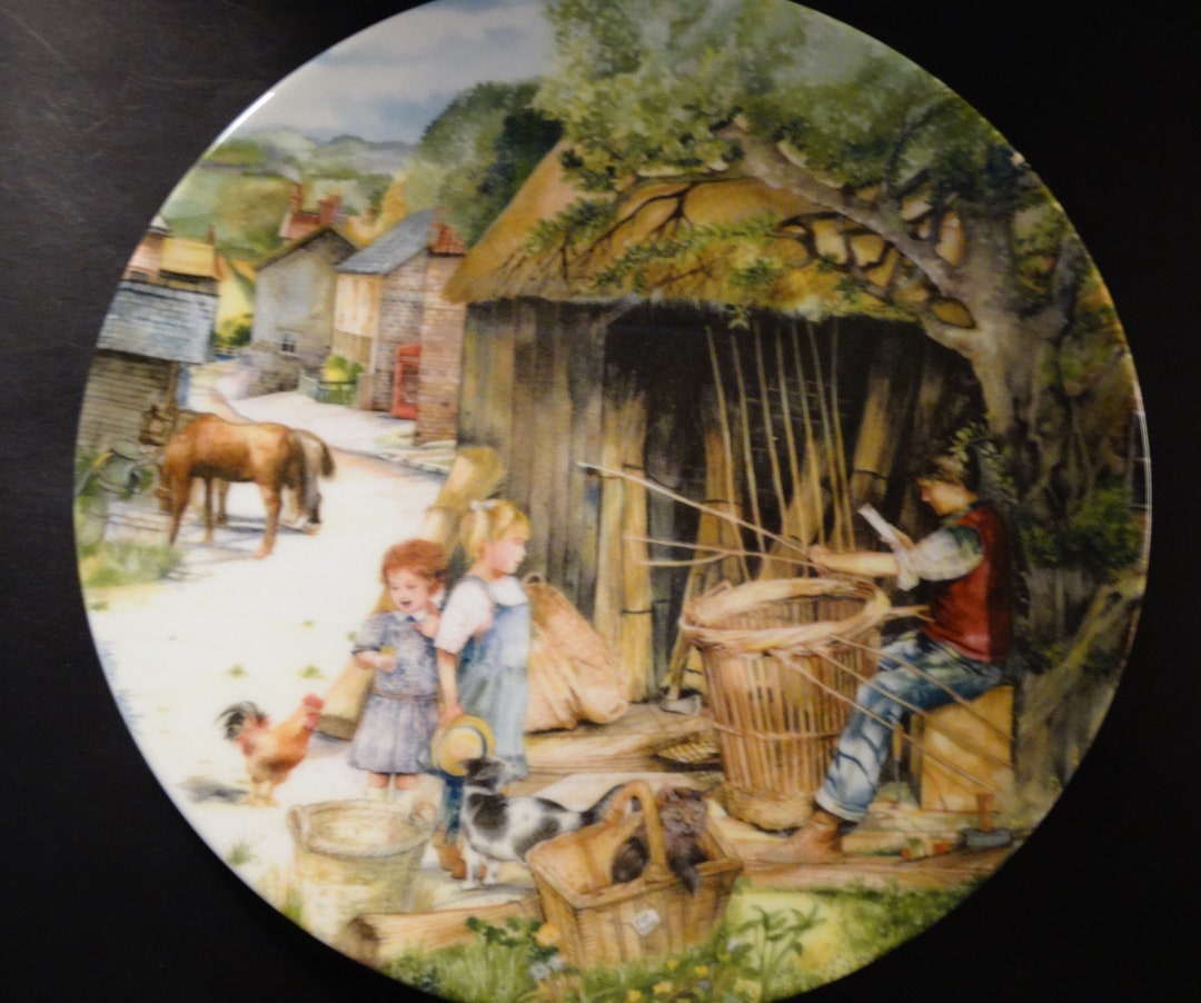 Vintage Royal Doulton Plate Old Country Crafts the Basket Maker Rare ...