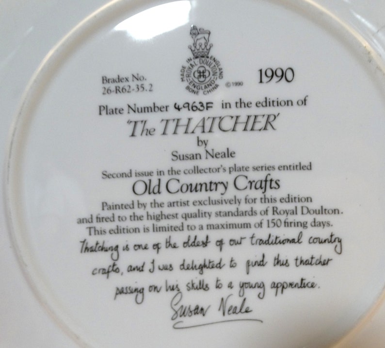 Vintage Royal Doulton Plate Old Country Crafts the Thatcher Rare - Etsy