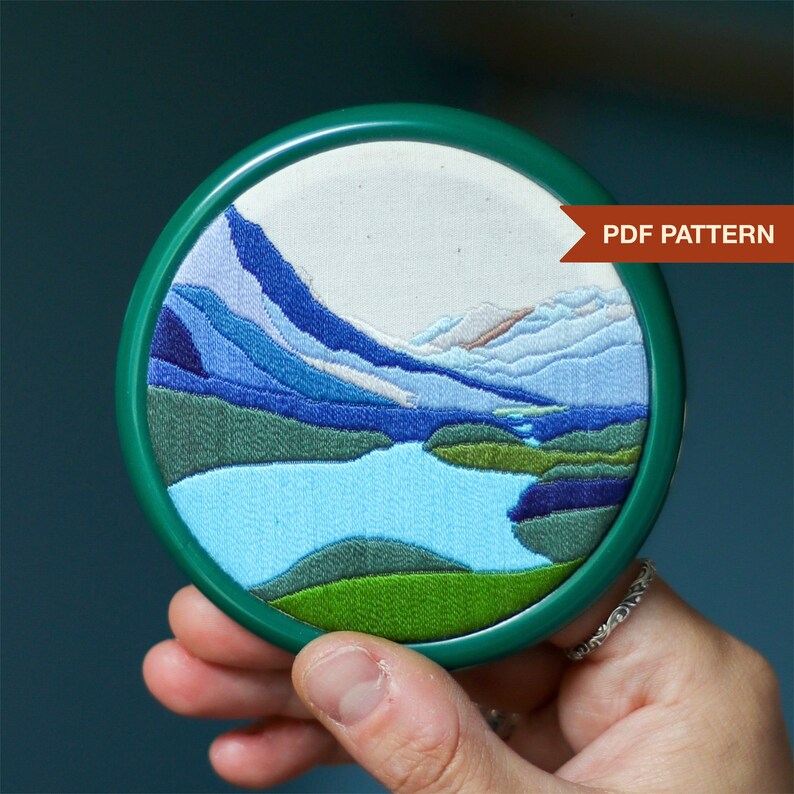 Peyto Lake Embroidery Pattern Mountain Hand Embroidery - Etsy