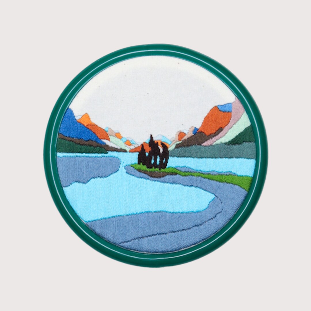 Maligne Lake Embroidery Pattern | Mountain Hand Embroidery | Canadian ...