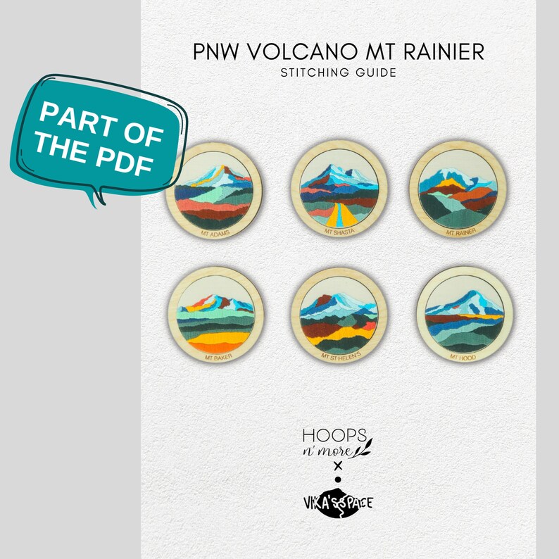 Mt Rainier Embroidery Pattern PNW Volcano Collection - Etsy