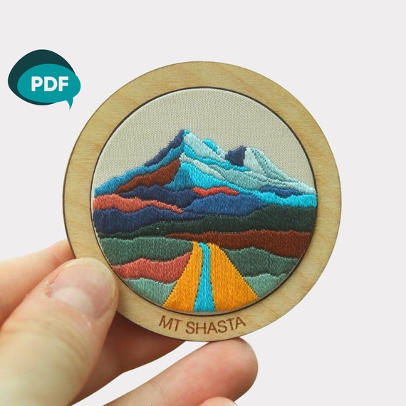 Mt Shasta Embroidery Pattern PNW Volcano Collection - Etsy