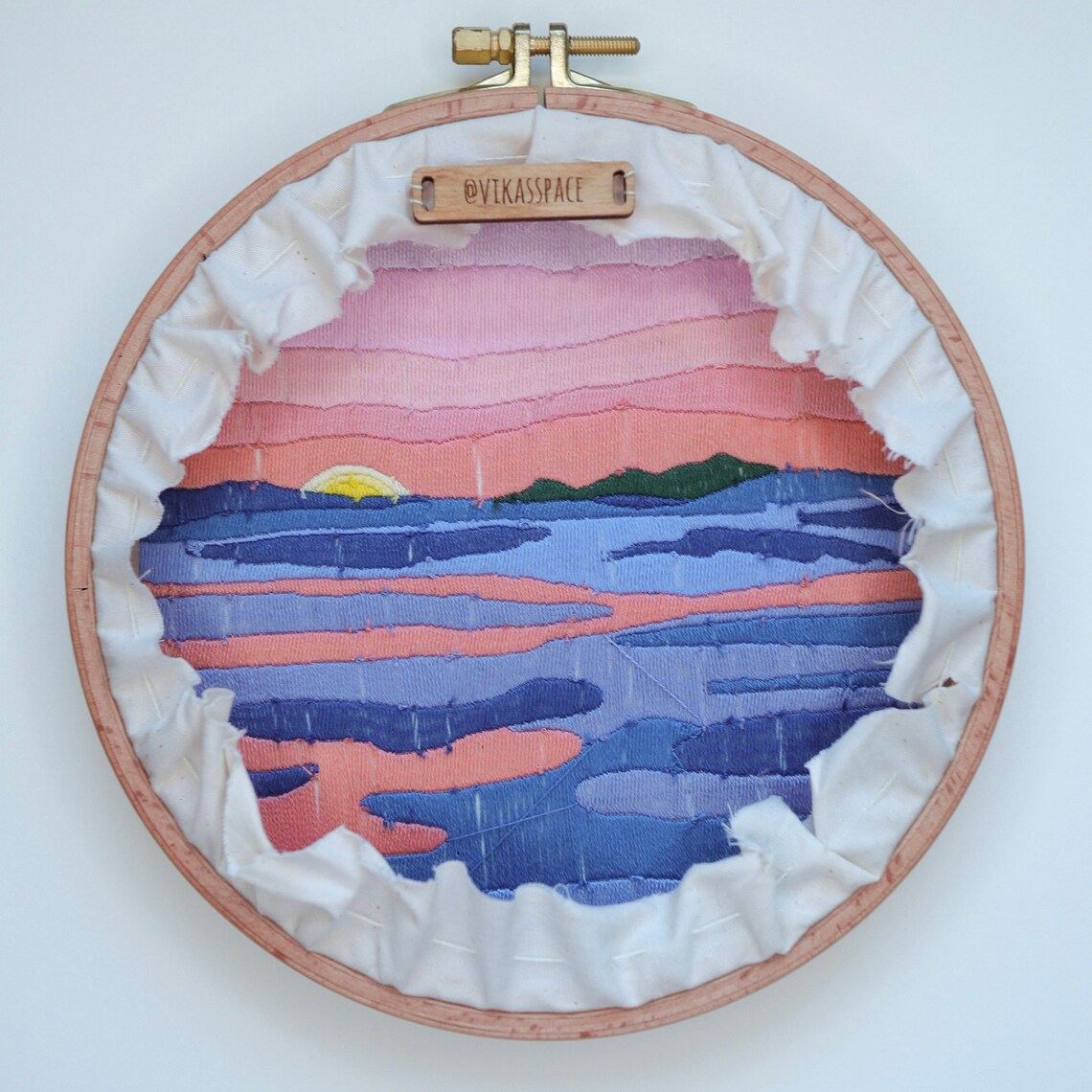Sunset Ocean Scene Embroidery Pattern Satin Stitch Digital - Etsy