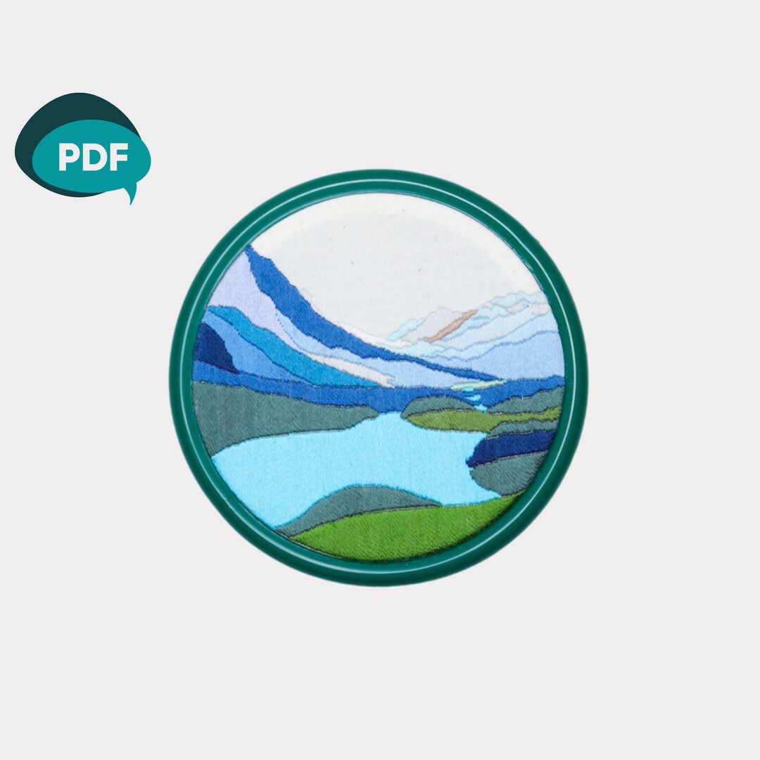 Peyto Lake Embroidery Pattern Mountain Hand Embroidery - Etsy
