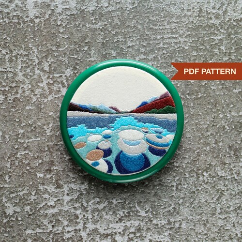Peyto Lake Embroidery Pattern Mountain Hand Embroidery - Etsy