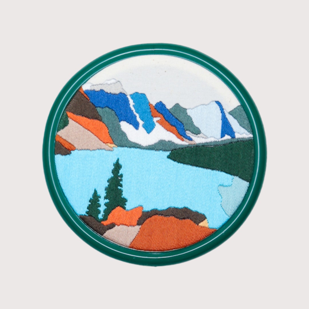 Moraine Lake Embroidery Pattern | Mountain Hand Embroidery | Canadian ...
