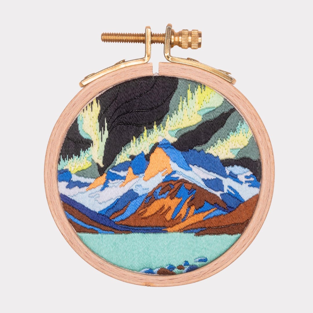 Polar Lights Embroidery Pattern: Iceland Mountain Art (PDF Digital ...