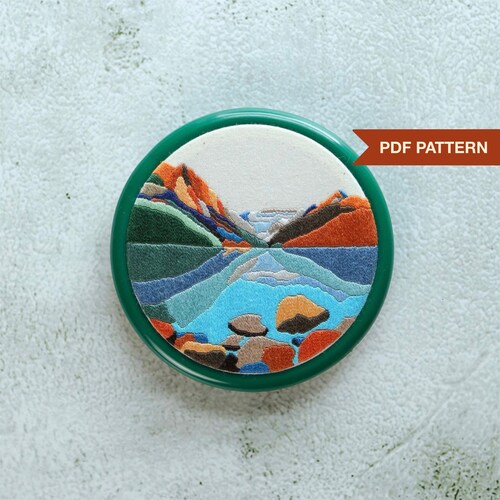 Peyto Lake Embroidery Pattern Mountain Hand Embroidery - Etsy