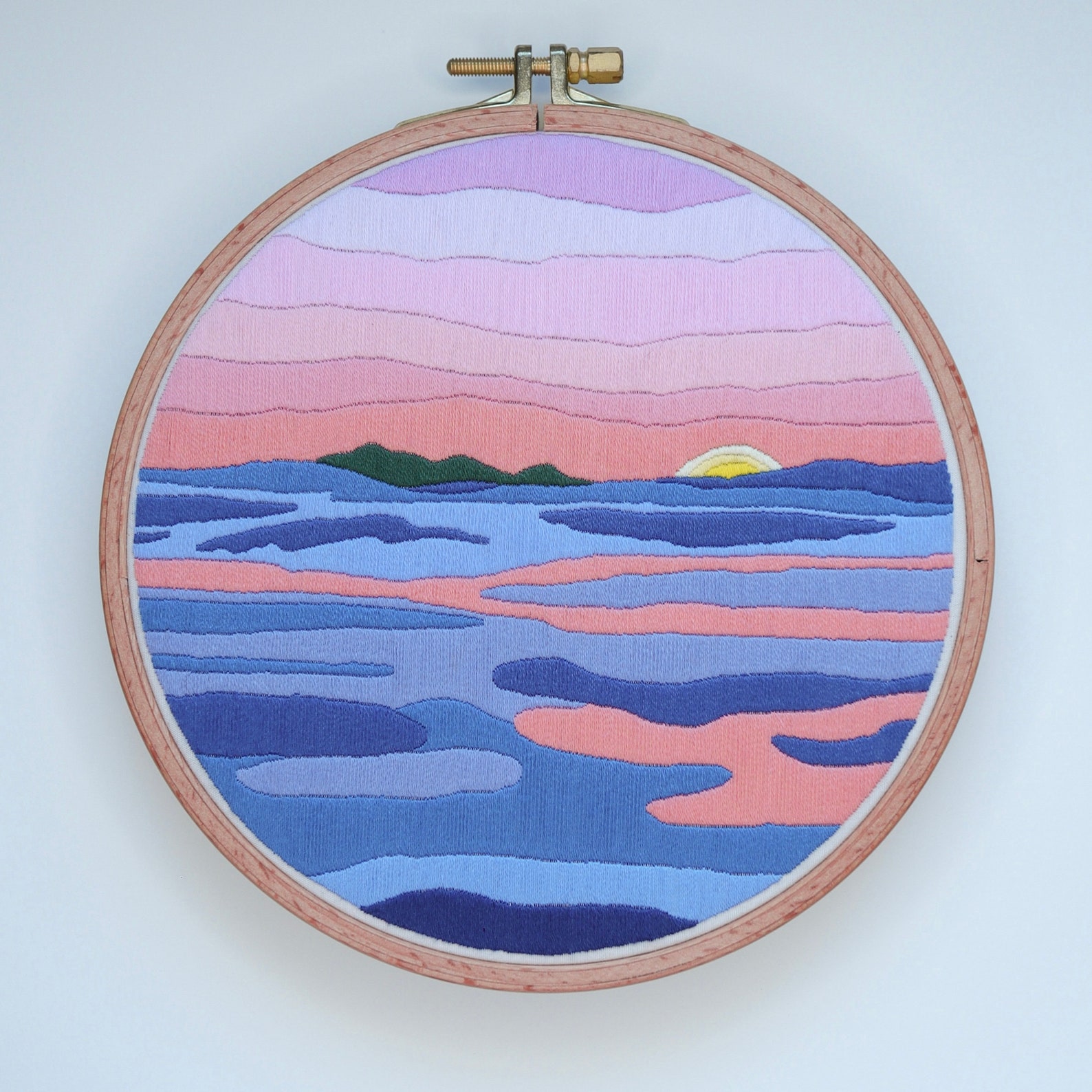 Sunset Ocean Scene Embroidery Pattern Satin Stitch Digital - Etsy