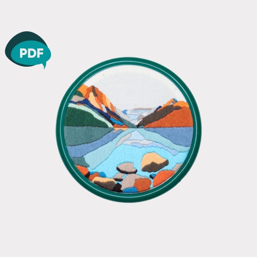 Peyto Lake Embroidery Pattern Mountain Hand Embroidery - Etsy