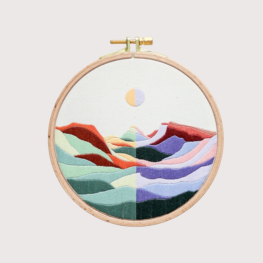 The Quiraing Scottish Highlands Embroidery Pattern PDF Guide Colourful ...