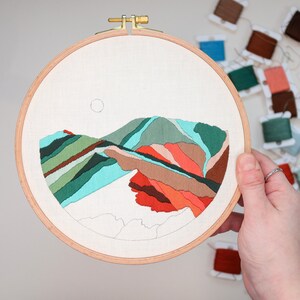 Mountain Ridge Embroidery Pattern PDF Guide Colourful Design All Satin ...