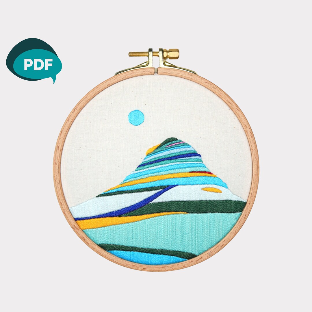 Kirkjufell Icelandic Mountain Embroidery Pattern PDF Guide by - Etsy