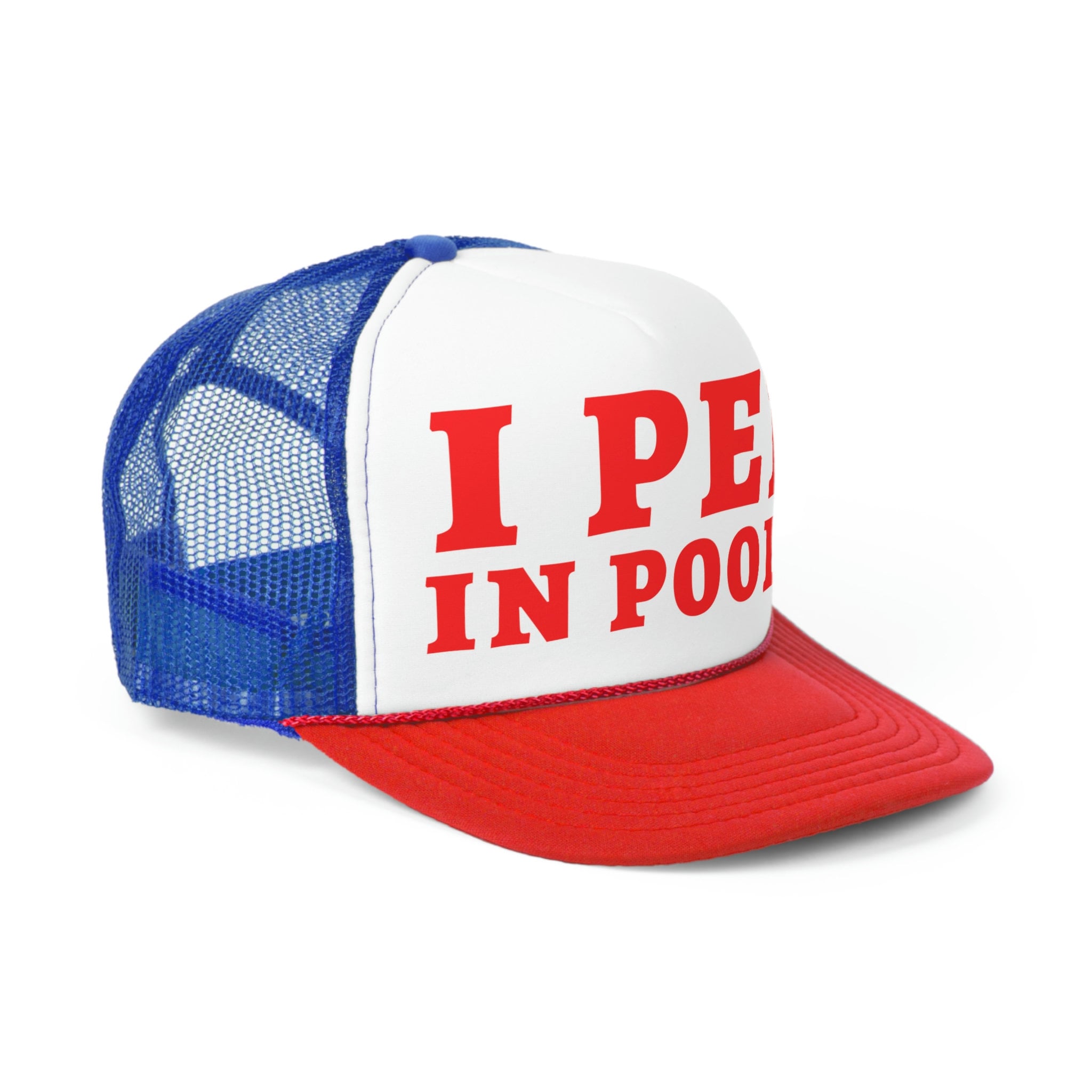 Funny Trucker Hat 'I Pee in Pools' Cap Red, White, and Blue Mesh Hat ...