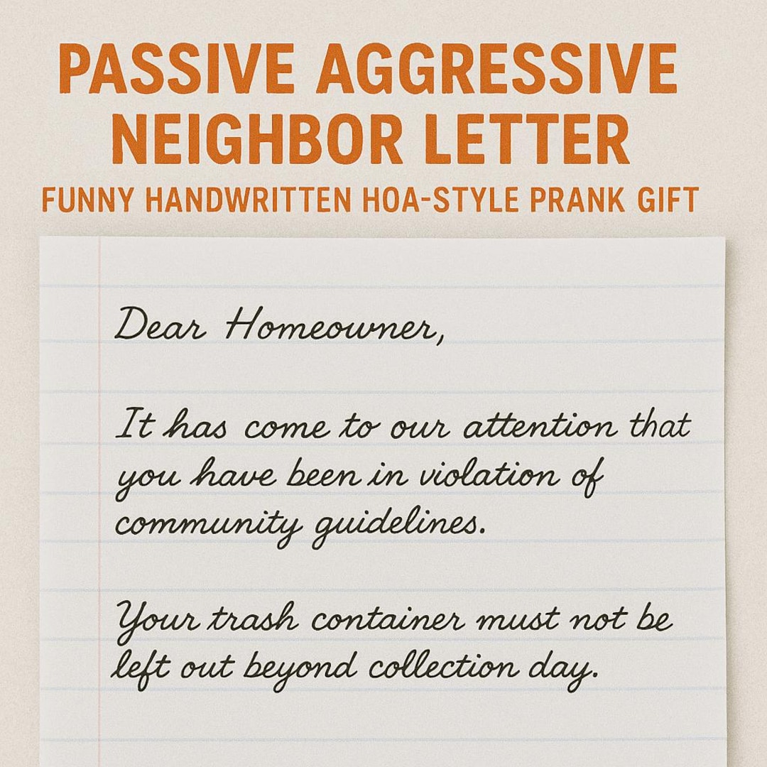 Passive Aggressive Neighbor Letter – Funny Handwritten Hoa-style Prank ...