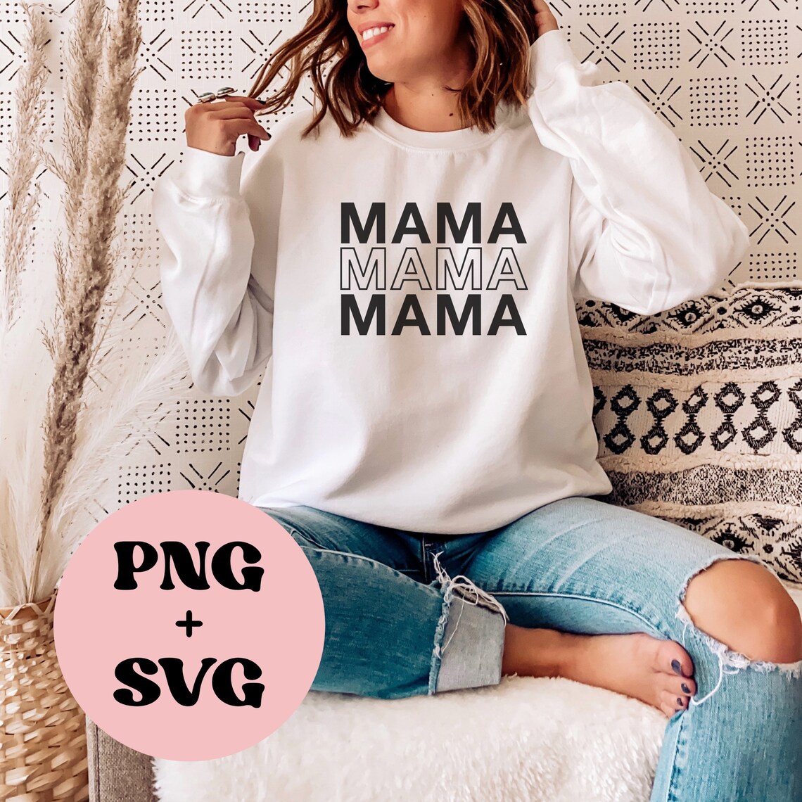 Stacked Mama Outline Svg Sublimation File Mama Svg Boho Svg Etsy