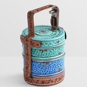 Hand Painted 2 Tier Lunch Box A Mumbai Dabba, or Indian-style Tiffin ...