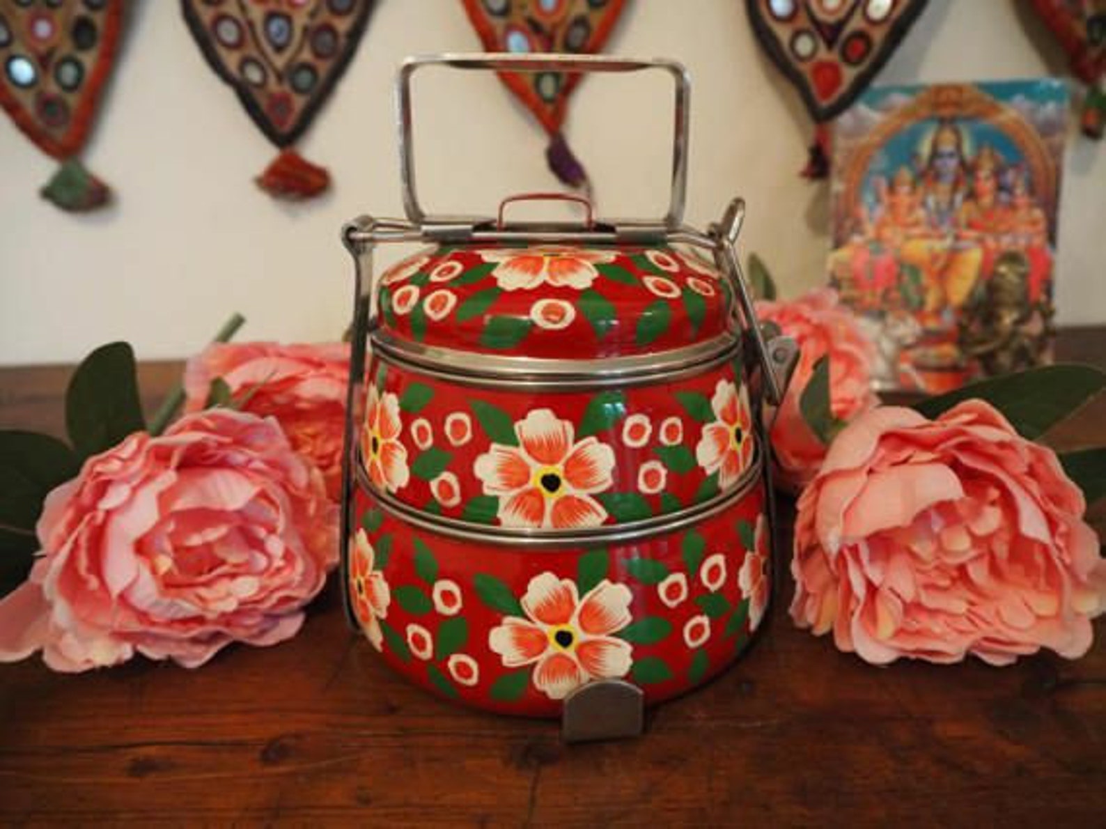 Hand Painted 2 Tier Lunch Box A Dabba or Indian-style - Etsy