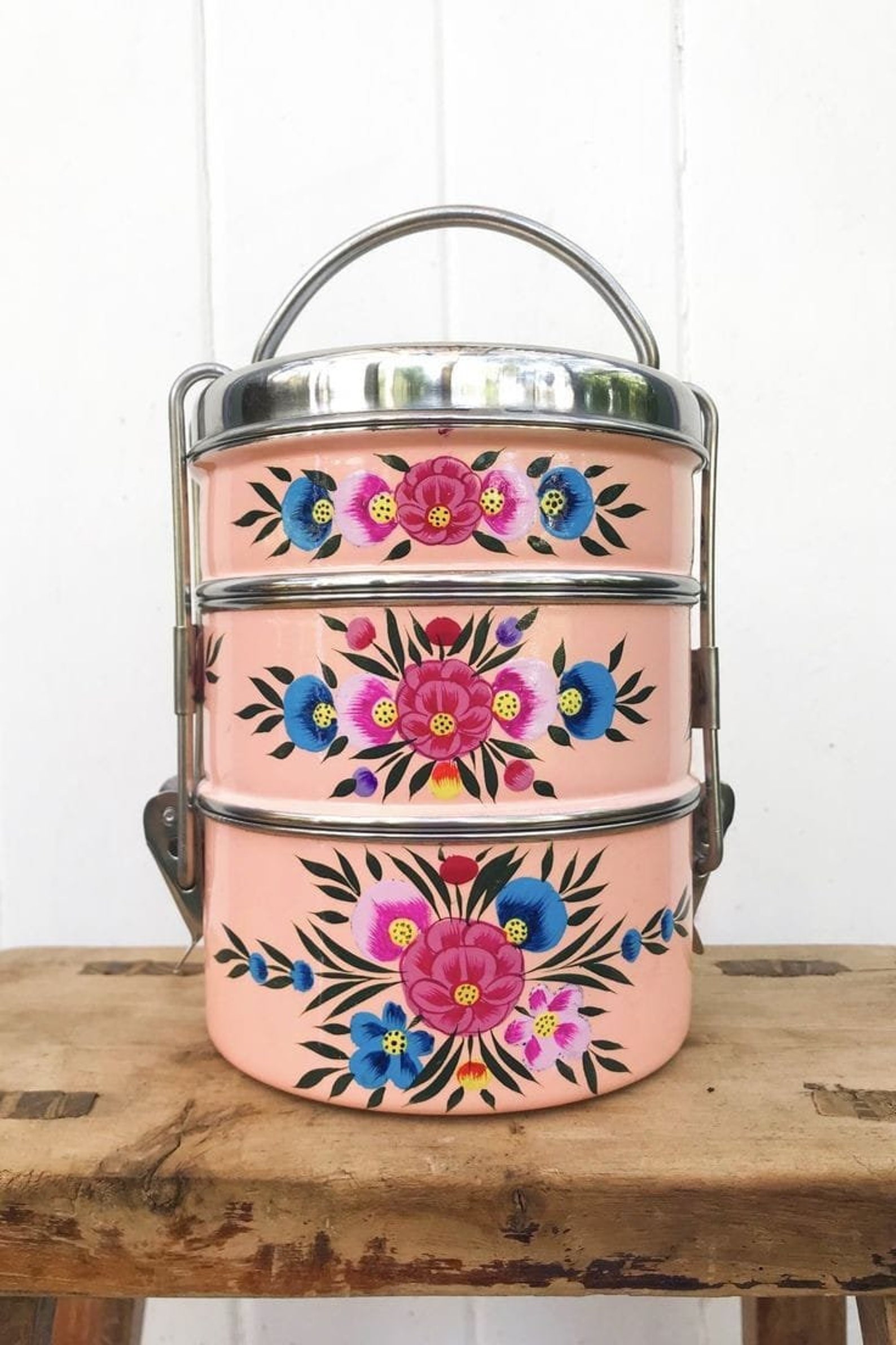 Hand Painted 3 Tier Lunch Box A Mumbai Dabba or - Etsy