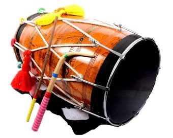 Punjab Bhangra Dhol Indian Wedding Mango Wood Musical Instrument With ...
