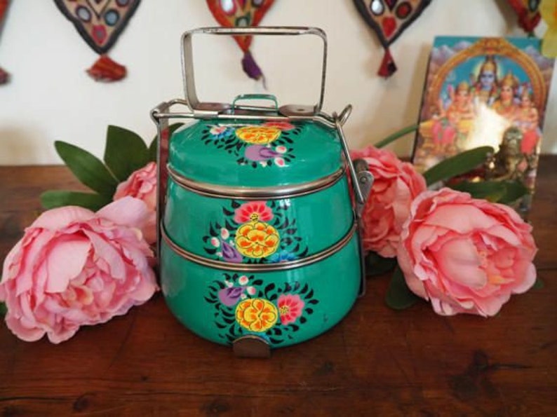 Hand Painted 2 Tier Lunch Box A Dabba or Indian-style | Etsy