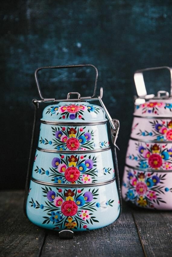 Hand Painted 3 Tier Lunch Box A Dabba or Indian-style - Etsy