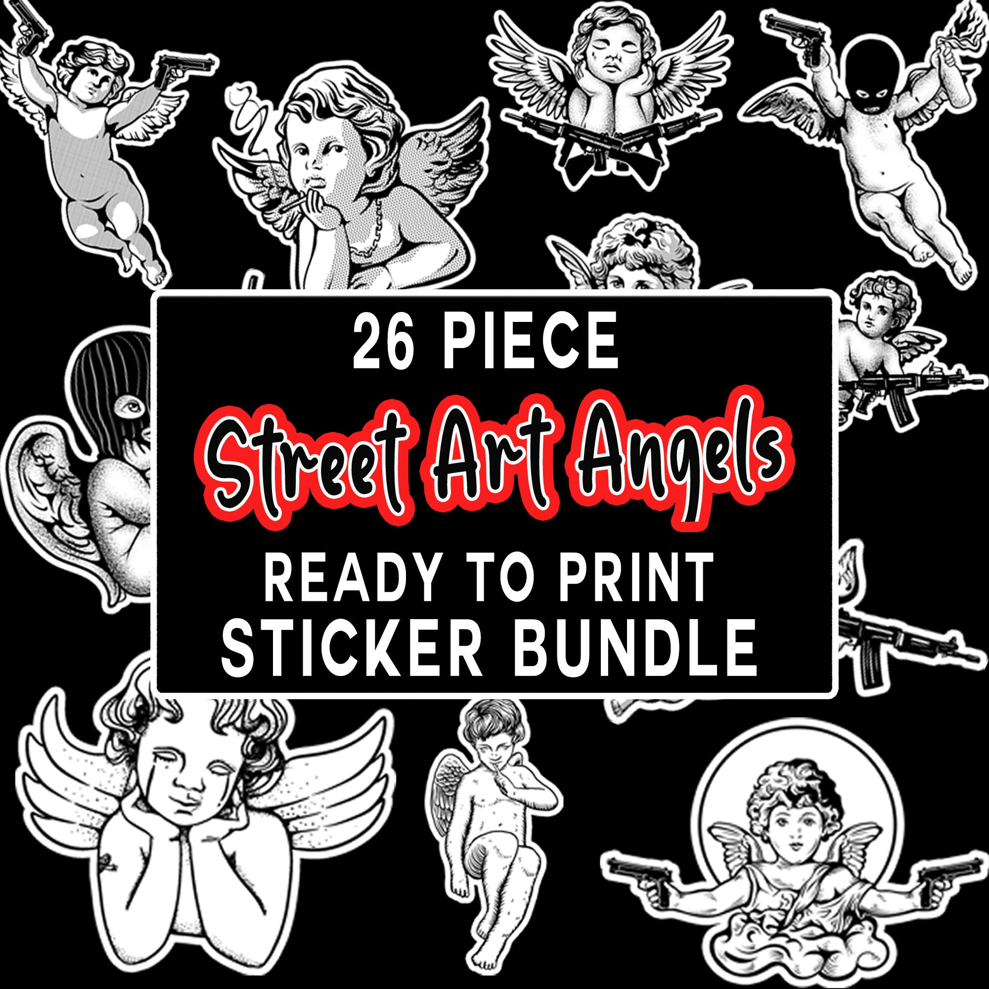 Street Art Angels Digital Design Stickers Digital Download PNG File ...