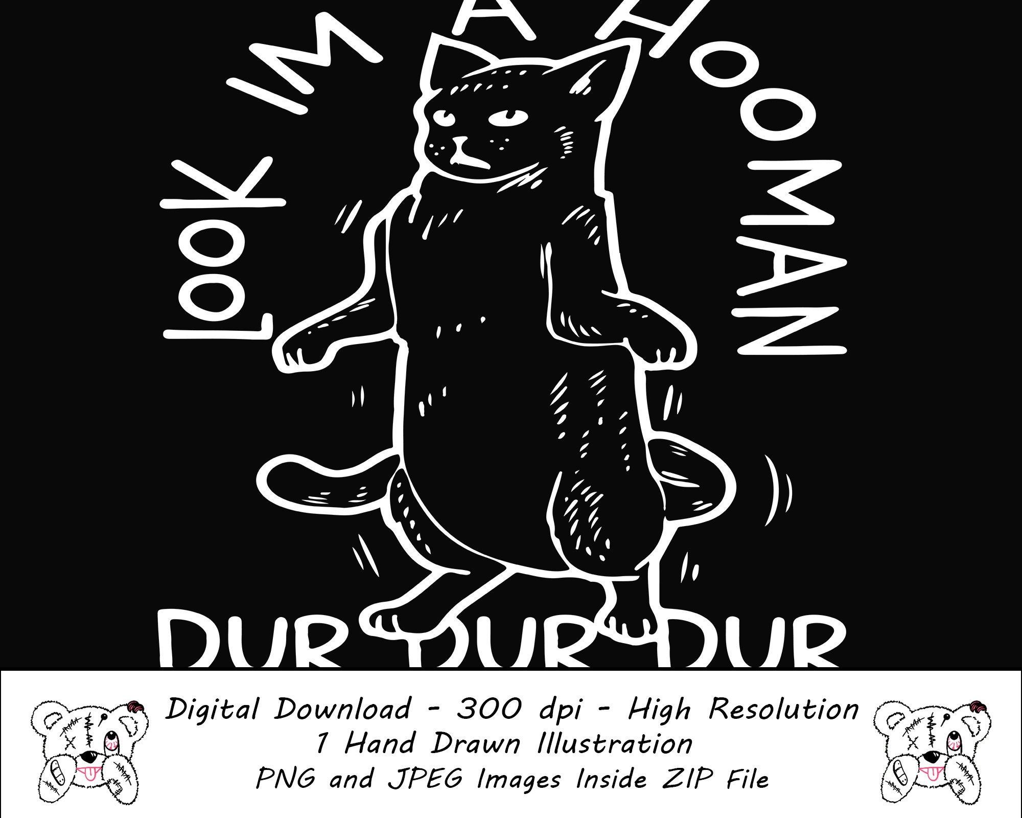 Hand Drawn Dancing Cat Design Digital Design Digital Download PNG File ...