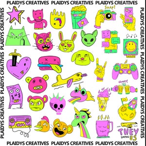 Trippy Acidhouse Sticker Bundle Over 130 Designs Digital Design Digital ...