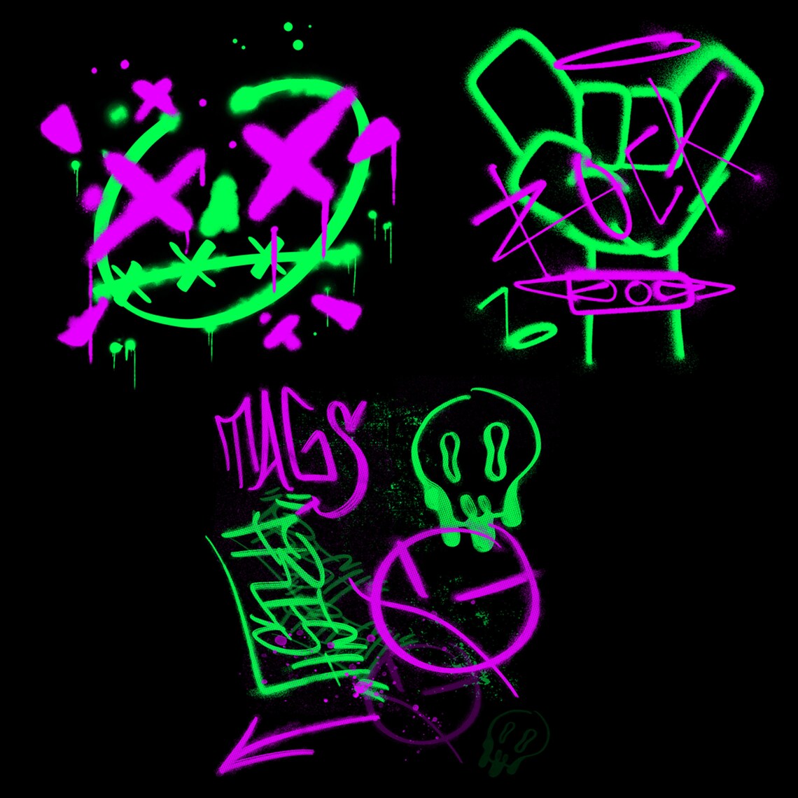 Neon Spray Paint Art Digital Design Digital Download PNG - Etsy