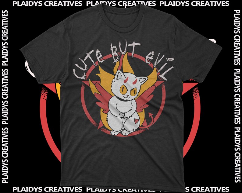 Funny Cute Devil Kitty Cat PNG File Digital Design Digital Download PNG ...