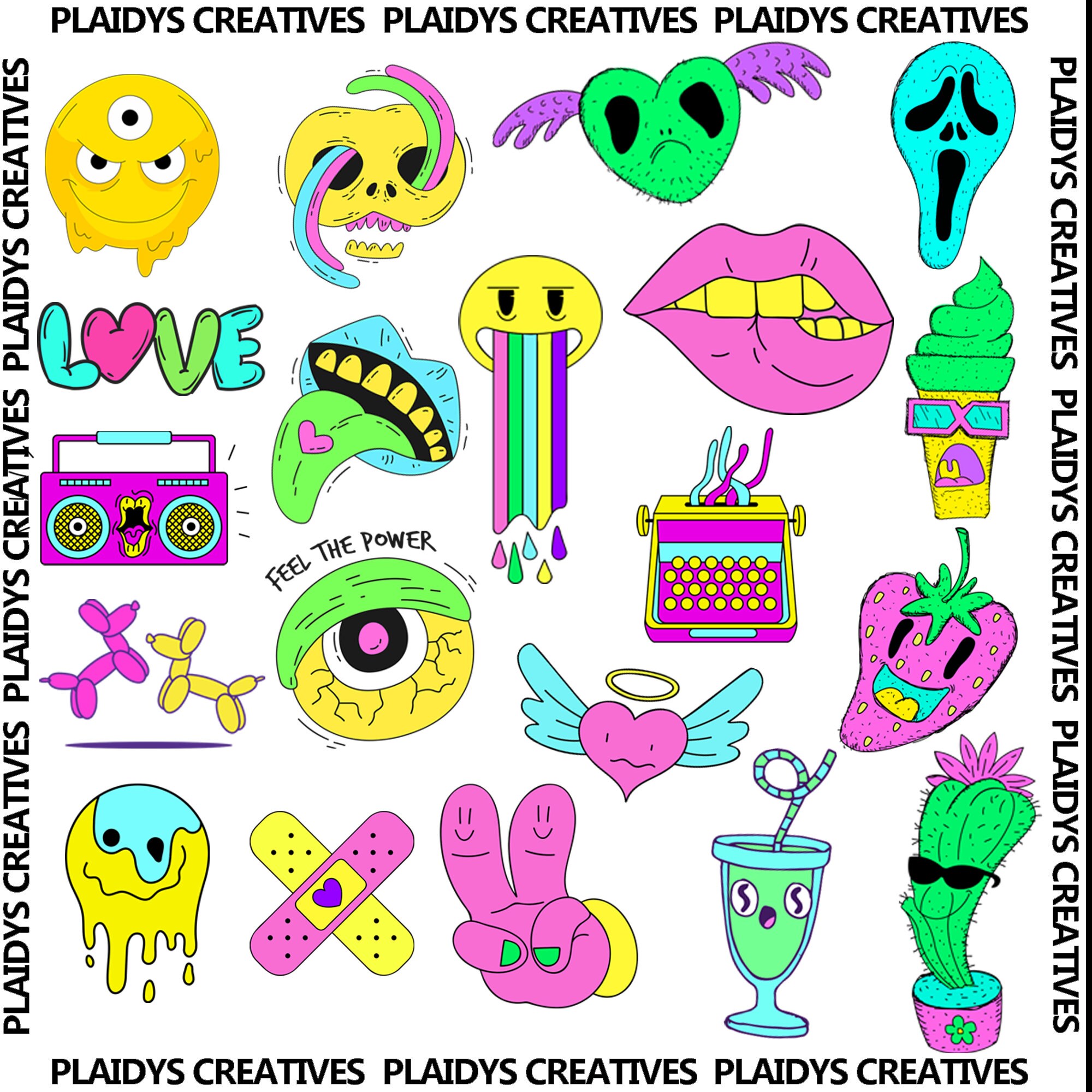 Trippy Acidhouse Sticker Bundle Over 130 Designs Digital - Etsy