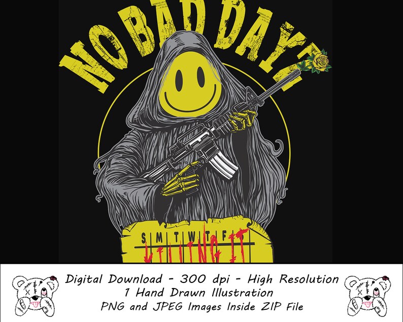 Iconic Yellow Smiley Grim Reaper Graphic Design Digital - Etsy