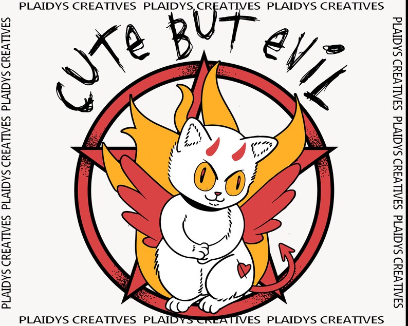 Funny Cute Devil Kitty Cat PNG File Digital Design Digital Download PNG ...