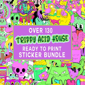 Trippy Acidhouse Sticker Bundle Over 130 Designs Digital Design Digital ...