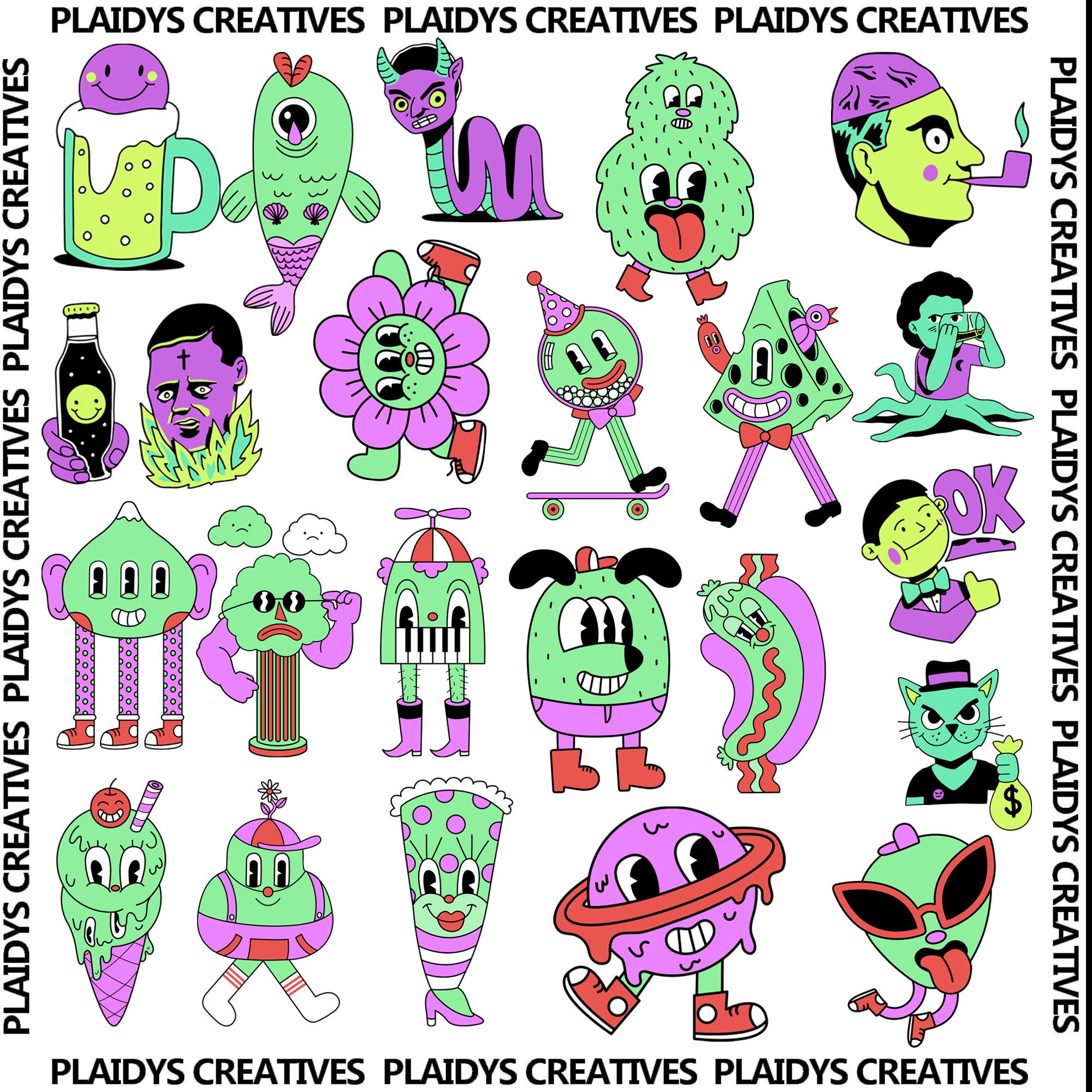 Trippy Acidhouse Sticker Bundle Over 130 Designs Digital Design Digital ...