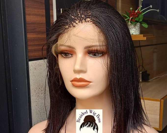 Short Lace Front Bob Micro Braid Wig Handmade Braided Wigs - Etsy