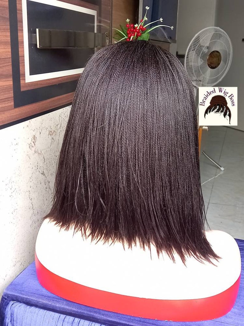 Short Lace Front Bob Micro Braid Wig Handmade Braided Wigs - Etsy